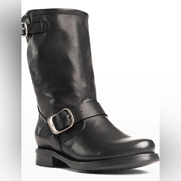 Frye | Shoes | Frye Veronica Leather Buckle Short Moto Boots Size 9 ...